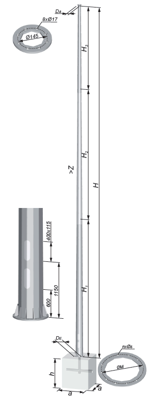 Steel lighting columns 10-20m – Romvolt